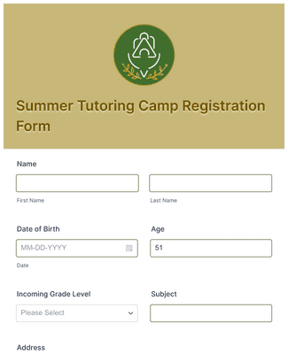 Tutoring Registration Form Template | JotForm