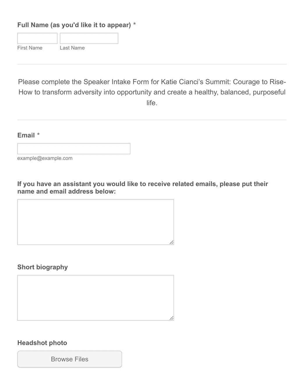 Summit Speaker Template Form Template | Jotform