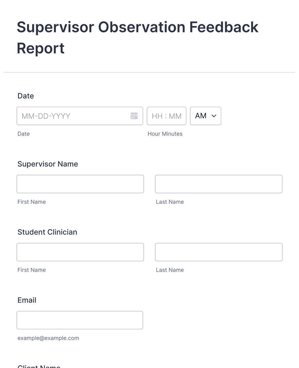 Supervisor Observation Feedback Report Form Template | Jotform