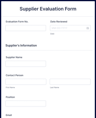 Supplier Evaluation Form Template | Jotform