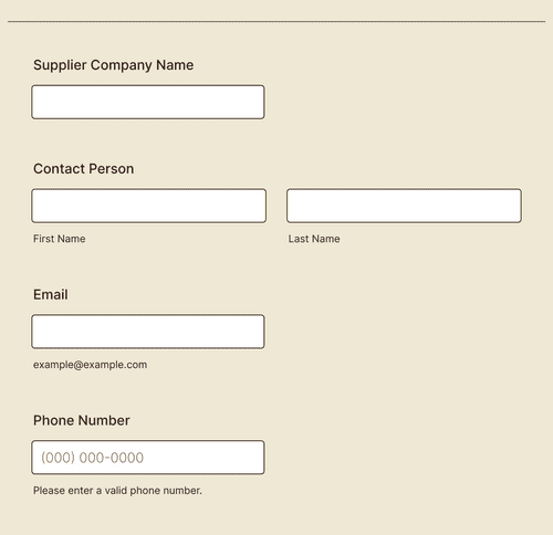 Supplier Information Form Template | Jotform