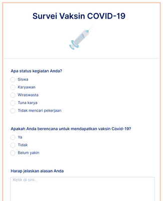 Formulir Pendaftaran Vaksin COVID-19 Fase 1A Template Formulir | JotForm