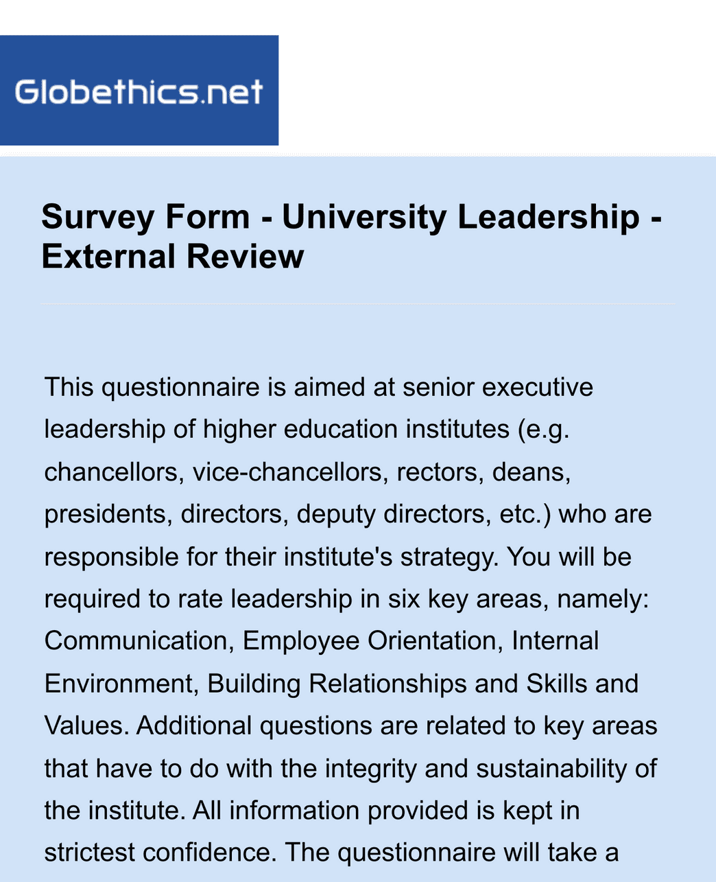 Survey Form - University Leadership - External Review Form Template ...