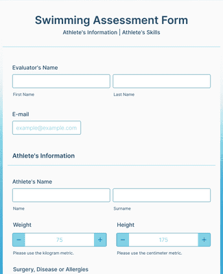 Swimming Assessment Form Template | Jotform