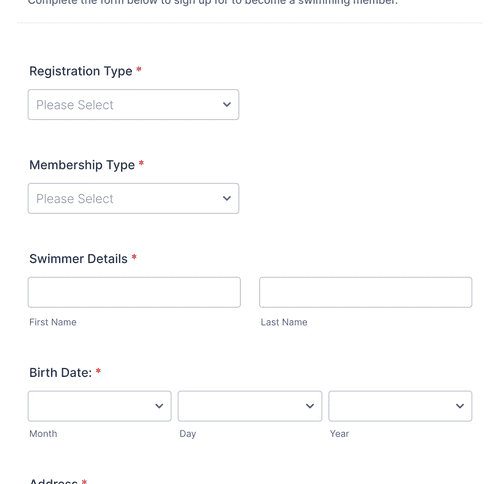 Swimming Club Registration Form Template | Jotform