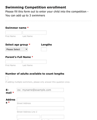 Swimming Competition enrollment Form Template | Jotform
