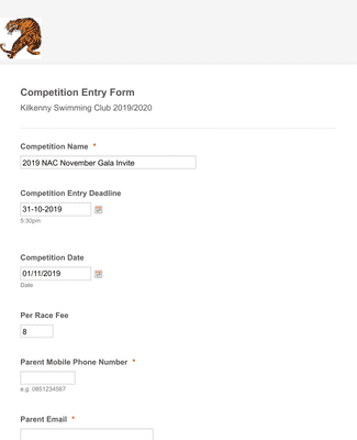 Swimming Competition Entry Form Template | Jotform