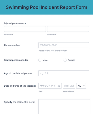 Swimming Pool Incident Report Form Template | Jotform