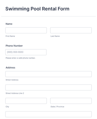 Swimming Pool Rental Form Template | Jotform