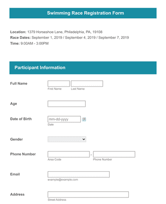 Swimming Race Registration Form Template | Jotform