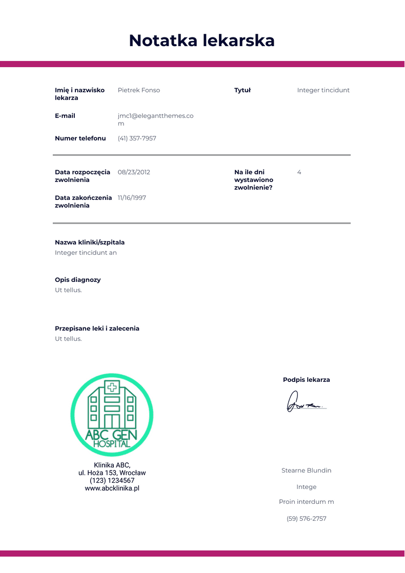 Szablon Notatki Lekarskiej - Szablony PDF | Jotform