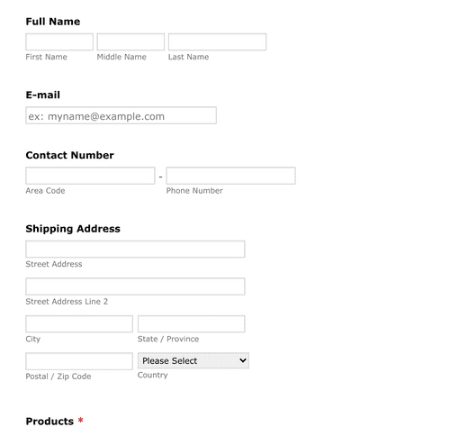 T-Shirt Product Order Form Template | Jotform