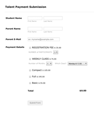 Talent Payment Submission Form Template | Jotform