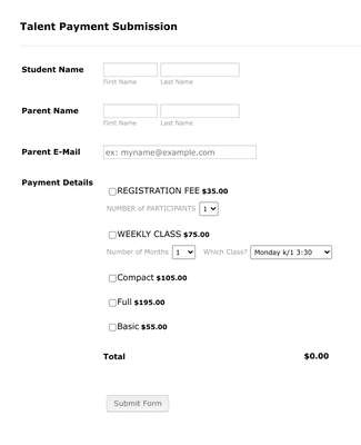 Talent Payment Submission Form Template | Jotform