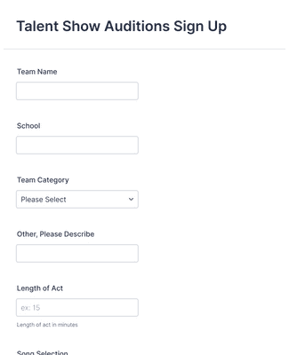 Talent Show Auditions Sign Up Form Template | Jotform