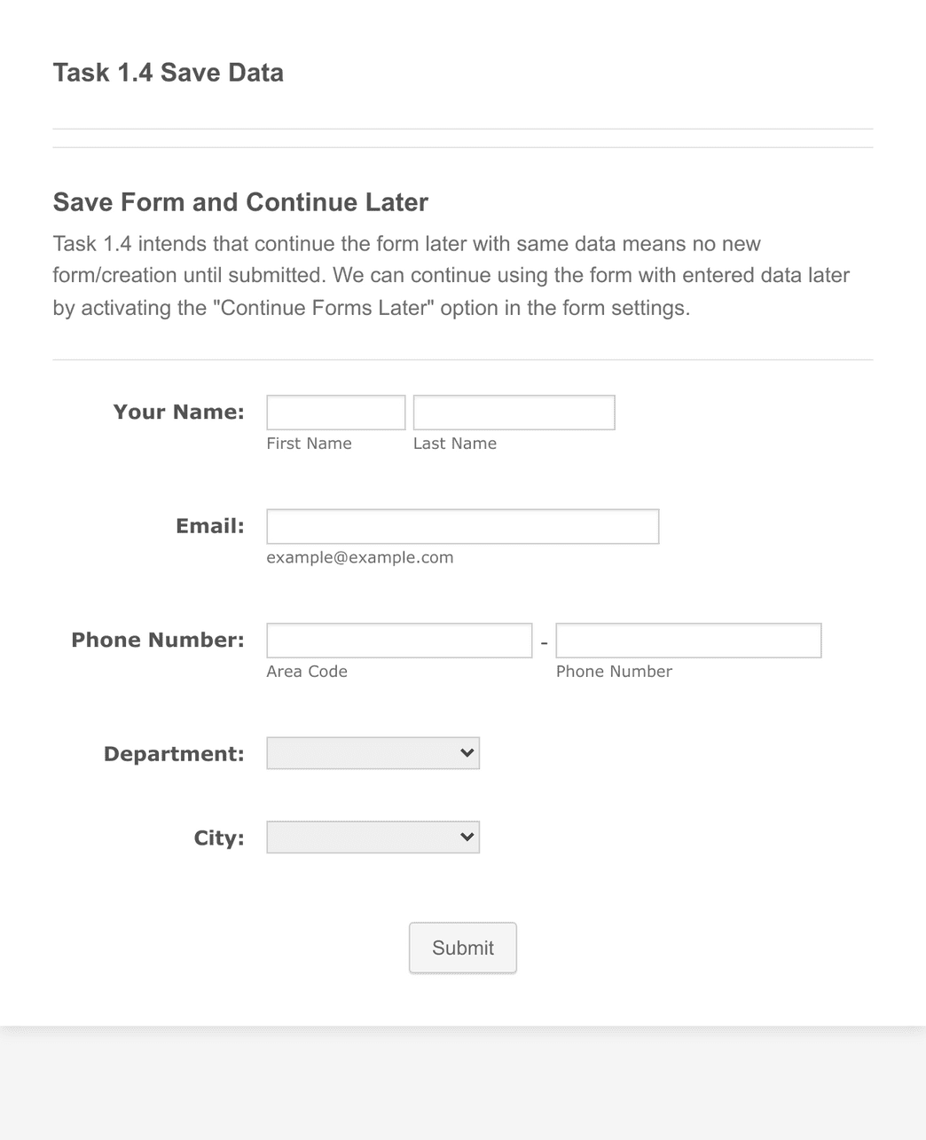 Task 1.4 Save Data Form Template | Jotform