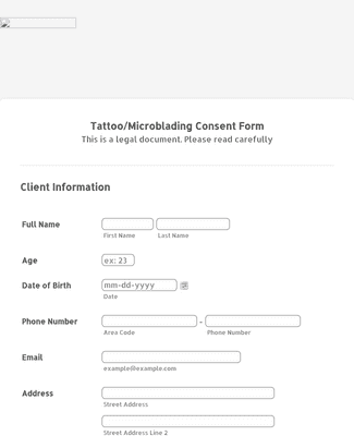 Tattoo/Microblading Consent Form Template | Jotform