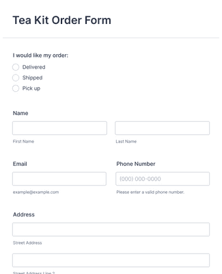 Tea Kit Order Form Template | Jotform