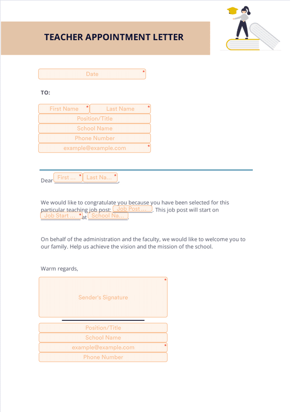 Teacher Appointment Letter - Sign Templates | Jotform