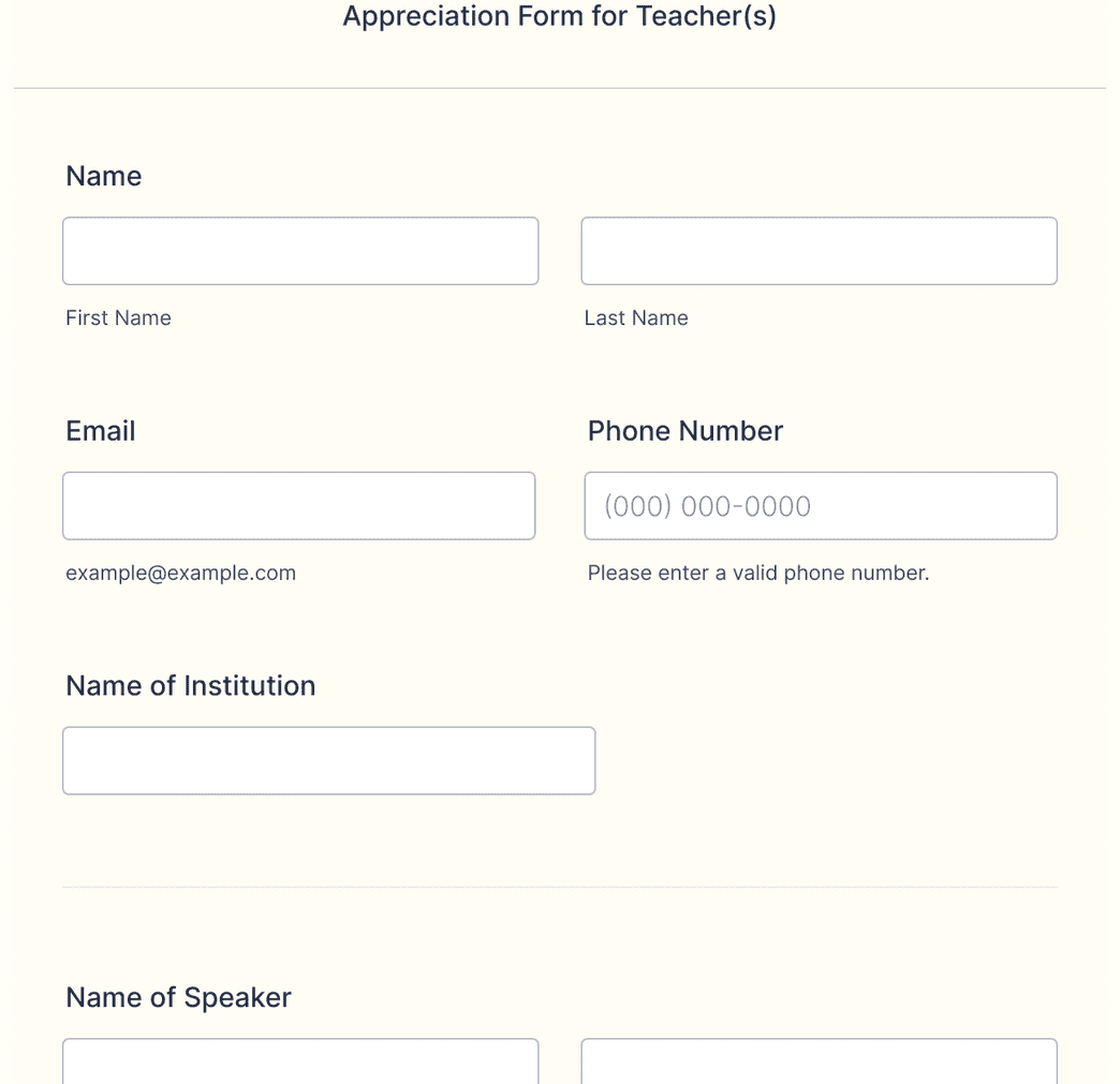 Teacher Appreciation Form Template | Jotform