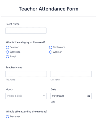 Teacher Attendance Form Template | Jotform