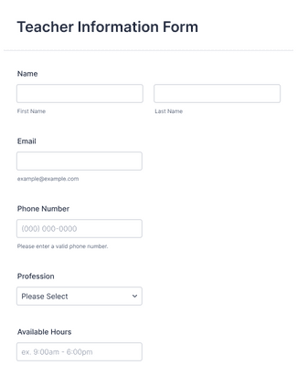 Teacher Information Form Template | Jotform