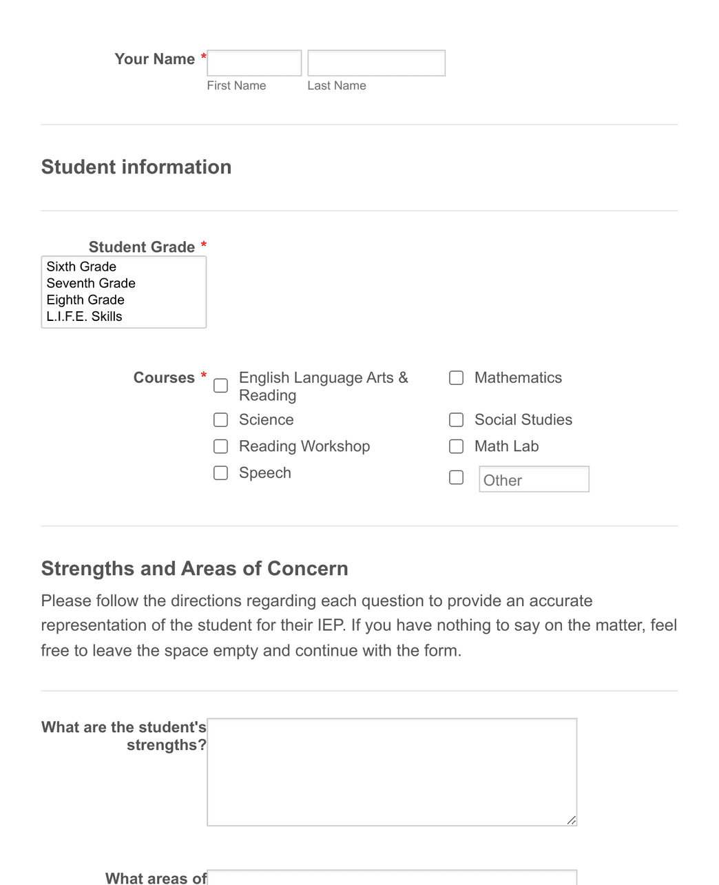 Teacher Input for Educational Plan Form Template | Jotform
