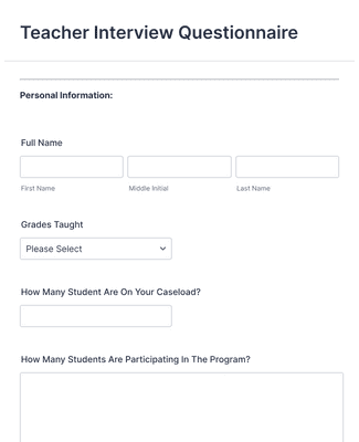 Teacher Interview Questionnaire Form Template | Jotform