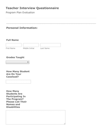 Teacher Interview Questionnaire Form Template | JotForm