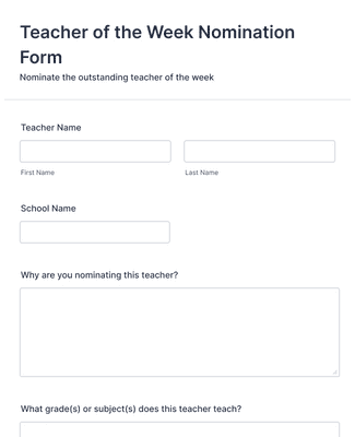 Teacher of the Week Nomination Form Template | Jotform