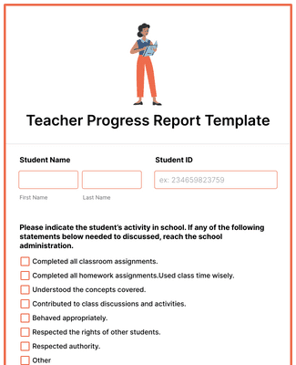 Teacher Progress Report Template Form Template | Jotform