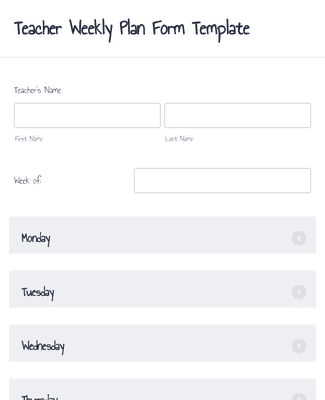 Teacher Weekly Plan Form Template | Jotform