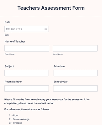 Teachers Assessment Form Template | Jotform