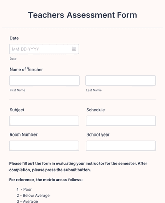 Teachers Assessment Form Template | Jotform