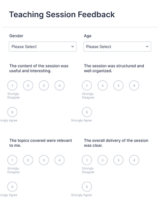Teaching Session Feedback Form Template | Jotform
