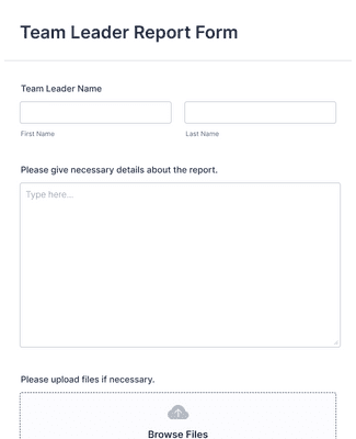 Team Leader Report Form Template | Jotform