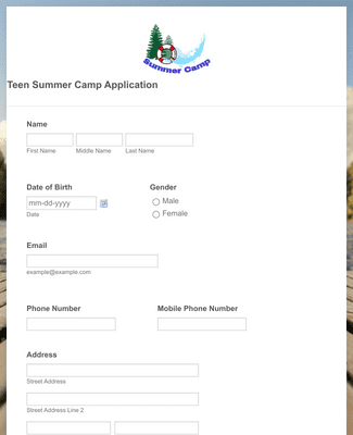 Teen Summer Camp Application Form Template | Jotform