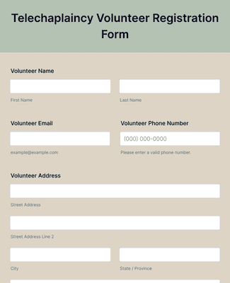 Telechaplaincy Volunteer Registration Form Template | Jotform