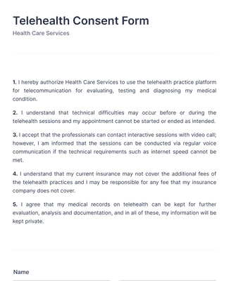 Telehealth Consent Form Template | Jotform