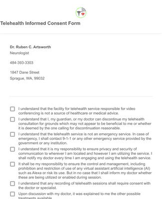 Telehealth Informed Consent Form Template | Jotform