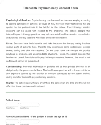Telehealth Psychotherapy Consent Form Template | Jotform