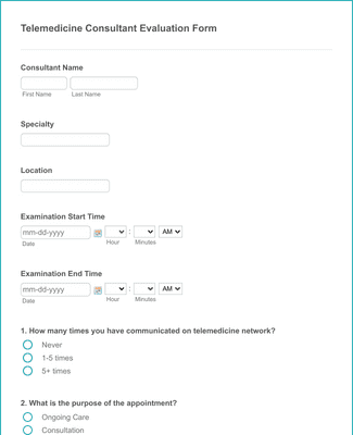 Telemedicine Consultant Evaluation Form Template | Jotform
