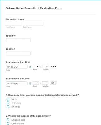 Telemedicine Consultant Evaluation Form Template | Jotform
