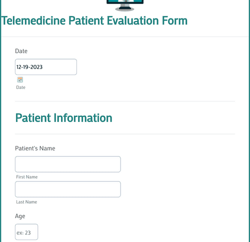 Telemedicine Patient Evaluation Form Template | Jotform