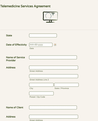 Telemedicine Services Agreement Form Template | Jotform