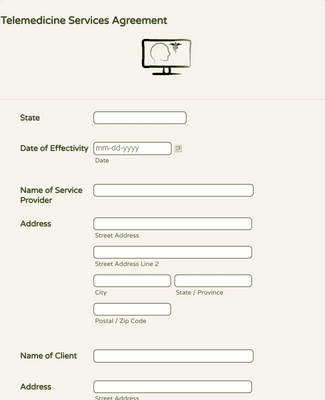 Telemedicine Services Agreement Form Template | Jotform
