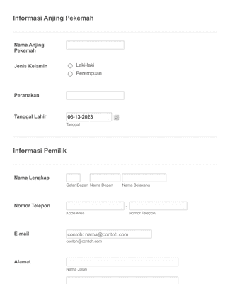 Templat Formulir Pendaftaran Perkemahan Anjing Template Formulir | Jotform
