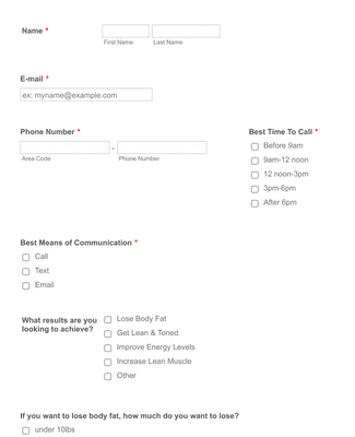 Template | Fitness Program Application Form Template | Jotform