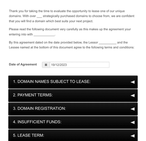 Domain Leasing Application Form Template | Jotform