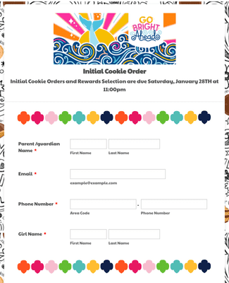 Template of 2023 Girl Scout LBB Initial Cookie Order Form Template ...